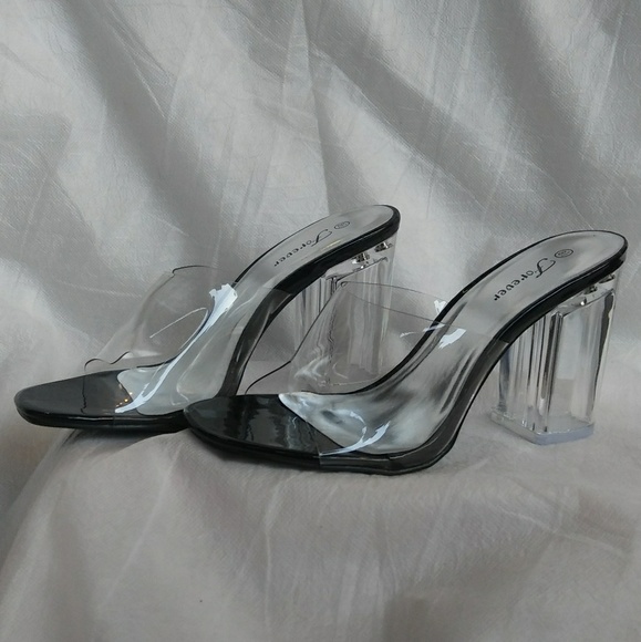 Forever 21 | Shoes | Womens Transparent Chunky Heel Slip On Shoes ...